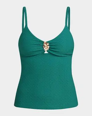 La Blanca Textured Tides Tankini Swim Top - Jungle