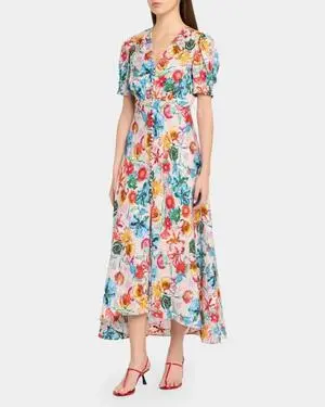 Saloni Lea Printed Maxi Dress - Multi