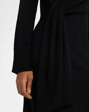 Simkhai Skyla Cashmere-blend Midi Wrap Dress - Black