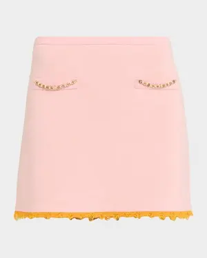 Casablanca Frayed Mini Skirt - Pink