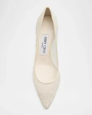 JIMMY CHOO 85mm Romy Lace Pumps - Ivory