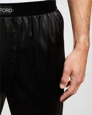 TOM FORD Apos;s Silk Logo Pajama Pants - Black