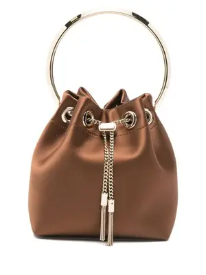 JIMMY CHOO Bon Bon Leather Bucket Bag - Brown