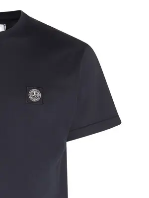 Stone Island Logo Cotton T-shirt - Blue