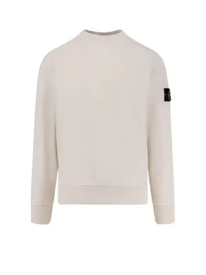 Stone Island Crew Neck Sweater With Logo - White