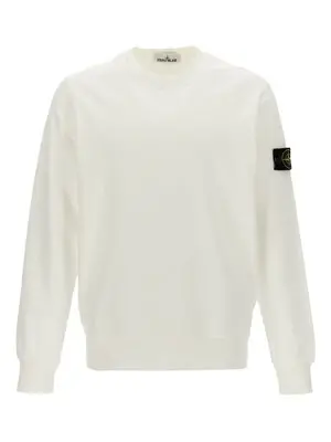 Stone Island Crew Neck Sweater With Logo - White