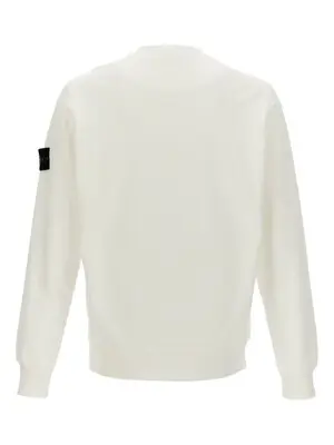 Stone Island Crew Neck Sweater With Logo - White