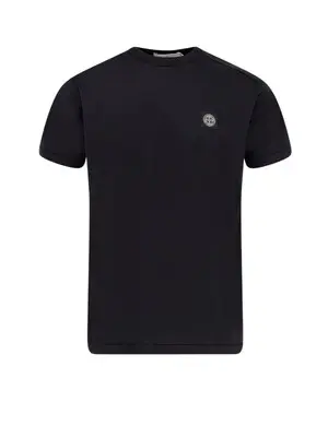 Stone Island Logo Cotton T-shirt - Black