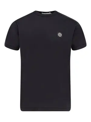 Stone Island Logo Cotton T-shirt - Black