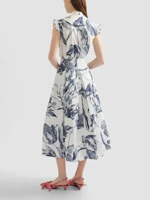 Erdem Floral Print Pleated Midi Skirt - White
