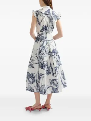 Erdem Floral Print Pleated Midi Skirt - White