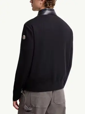 Moncler Padded Wool Cardigan With Zip - Blue