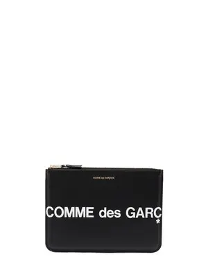 Comme Des Garçons Logo Leather Pouch - Black