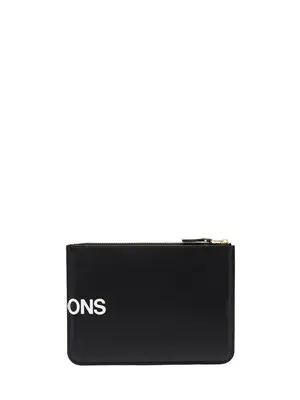 Comme Des Garçons Logo Leather Pouch - Black