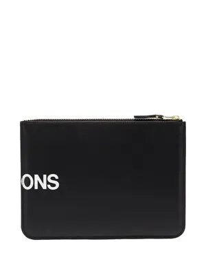Comme Des Garçons Logo Leather Pouch - Black