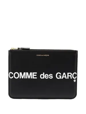 Comme Des Garçons Logo Leather Pouch - Black