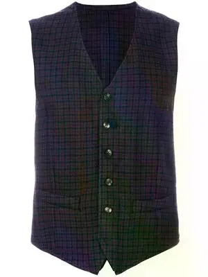LARDINI Tartan Wool Gilet