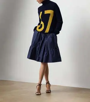 Ralph Lauren Cotton-silk Intarsia-knit Rollneck Sweater - Navy