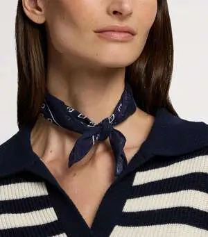 Ralph Lauren Linen Art Deco Neckerchief - Navy