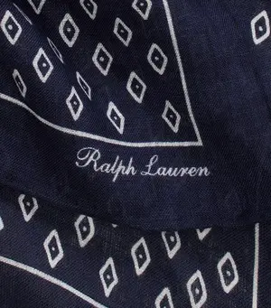 Ralph Lauren Linen Art Deco Neckerchief - Navy