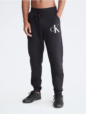 Calvin Klein Monogram Logo Fleece Joggers - Black