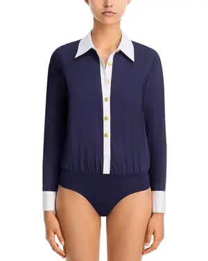 L'Agence Leslie French Cuff Bodysuit