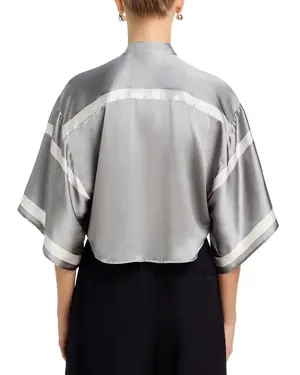 L'Agence Dru Silk Mandarin Collar Blouse