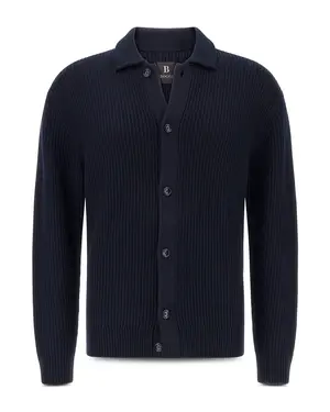 Boggi Milano Merino Wool Shirt - Navy Blue