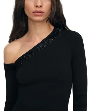 REISS Beaded Off-shoulder Top
