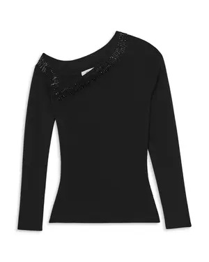 REISS Beaded Off-shoulder Top