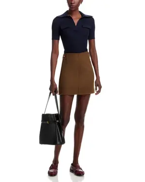 PATOU Embroidered Knit Polo Top - Deep Blue