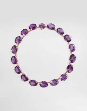 Dolce & Gabbana Anna Necklace In 18-carat Gold With Amethysts And Diamonds - Red
