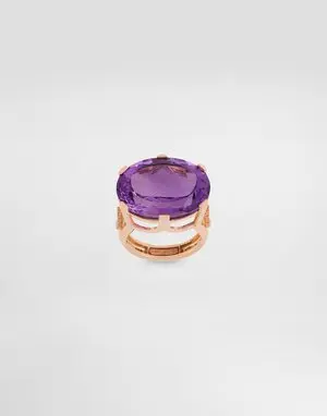 Dolce & Gabbana Anna 18-karat Gold Ring With Amethyst And Diamonds - Red Gold