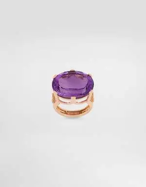 Dolce & Gabbana Anna Ring In 18k Gold With Amethyst And Diamonds - Red