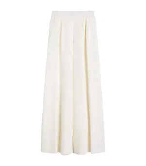 Max Mara Wool Knitted Wide-leg Trousers - White
