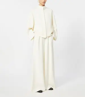 Max Mara Wool Knitted Wide-leg Trousers - White
