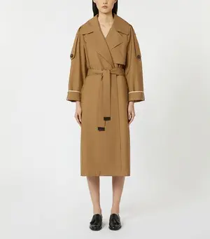 Max Mara Cotton-blend Cape Trench Coat
