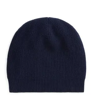 Ralph Lauren Cashmere Rib-knit Beanie - Navy