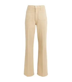 MOTHER Bookie Sneak Bootcut Jeans - Beige