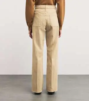 MOTHER Bookie Sneak Bootcut Jeans - Beige