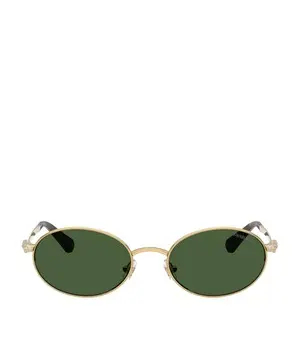 SWAROVSKI Sk7033 Oval Sunglasses - Gold