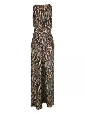 PETER COHEN V-neck Zebra Print Midi Dress