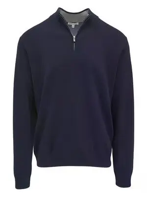 Peter Millar Zip Neck Sweater - Blue