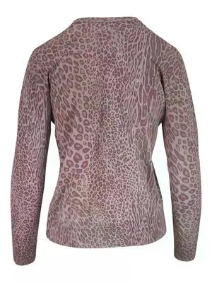 Kinross Cashmere Animal-print Fine Knit Top