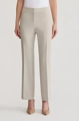 KASPER Flat Front Trousers - Summer Straw