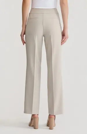 KASPER Flat Front Trousers - Summer Straw
