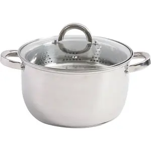 OSTER Sangerfield 6 Quart Stainless Steel Casserole Pan With Steamer Insert And Lid - Metallic Silver