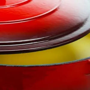 CROCK-POT Enameled Cast Iron 5 Quart Round Braiser Pan With Self Basting Lid - Red