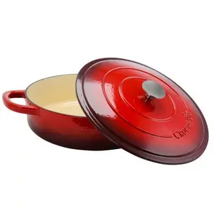 CROCK-POT Enameled Cast Iron 5 Quart Round Braiser Pan With Self Basting Lid - Red