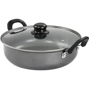 GIBSON EVERYDAY Everyday 12 Inch Highberry Nonstick All Purpose Pan With Lid - Grey